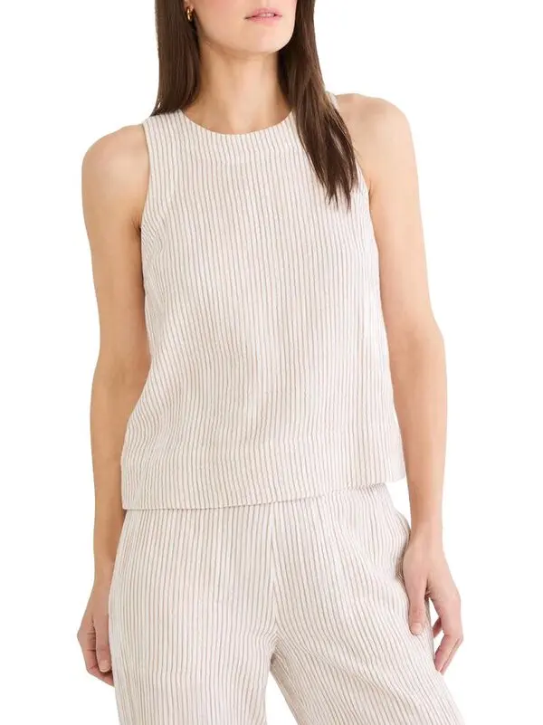 NIC+ZOE Pinstripe Cotton Blend Gauze Tank - Neutral Mix