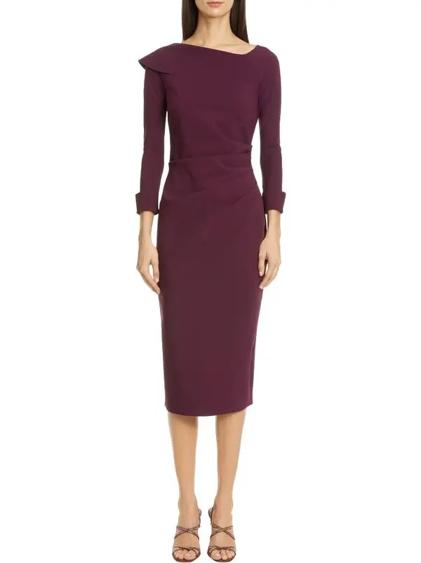 Chiara Boni La Petite Robe Tessana Asymmetrical Collar Sheath Dress - Barolo