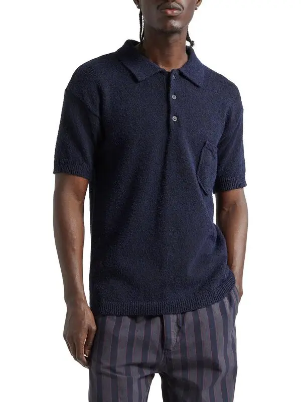 MAISON MARGIELA Cotton & Wool Blend Polo - Blue/black