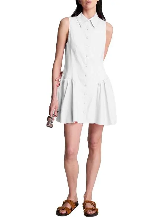 KENNETH COLE Sleeveless Flared Mini Shirtdress - Pure White