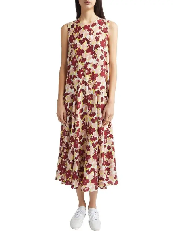 Marni Floral Silk Crêpe De Chine Maxi Dress - Sbw01 Lili White