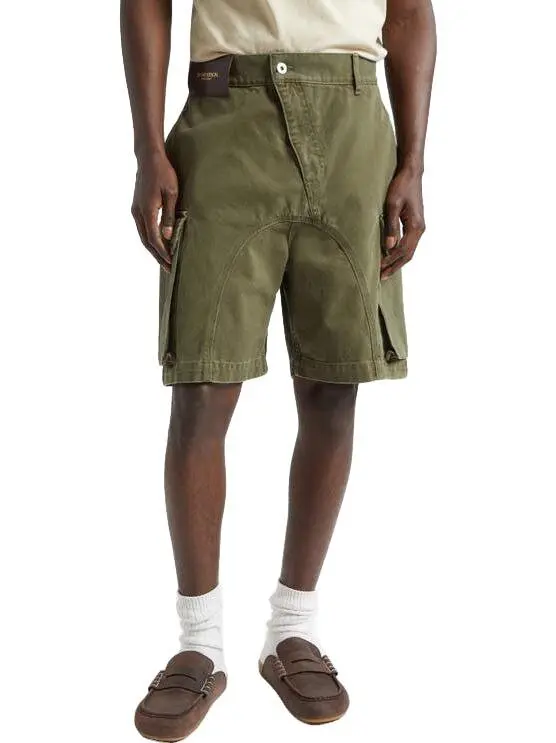 JW Anderson Twisted Cotton Cargo Shorts - Khaki