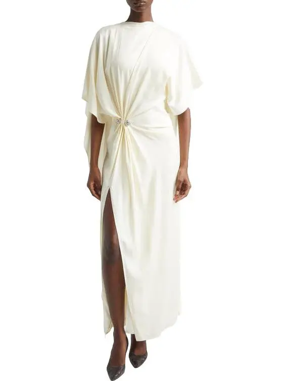 Brandon Maxwell Lucia Draped Crêpe Cape Evening Dress - Ivory