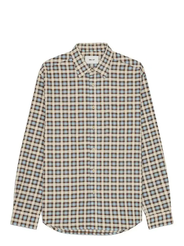 Nn07 Deon 50037 Organic Cotton Button-up Shirt - Blue Check