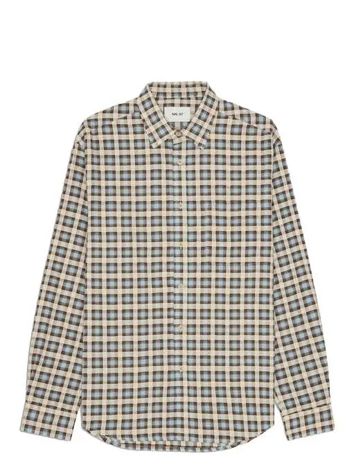 Nn07 Deon 50037 Organic Cotton Button-up Shirt - Blue Check