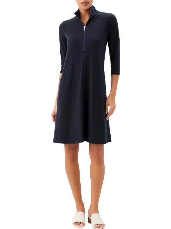 Karen Kane Half Zip Travel Jersey Dress - Black