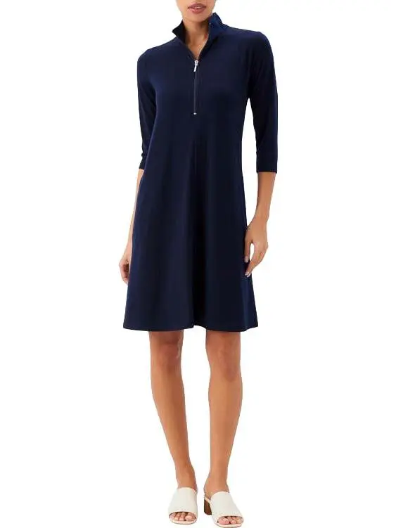 Karen Kane Half Zip Travel Jersey Dress - Navy