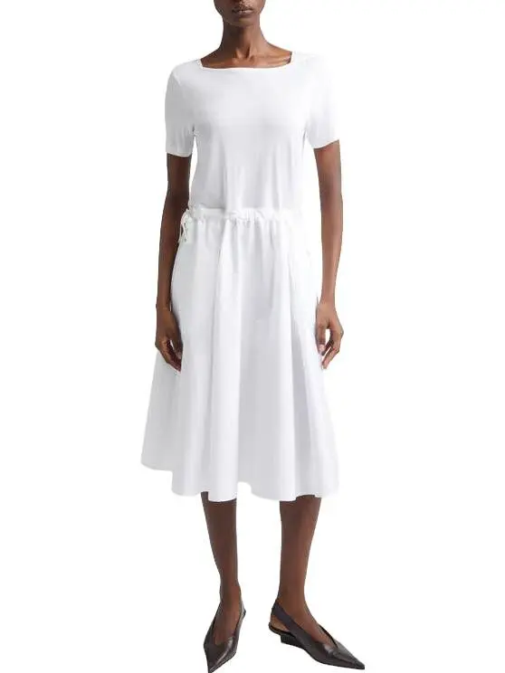 Herno Mixed Media Drawcord Waist Dress - White