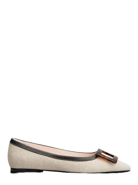 ROGER VIVIER Gommettine Pointed Toe Ballet Flat - Daino/nero