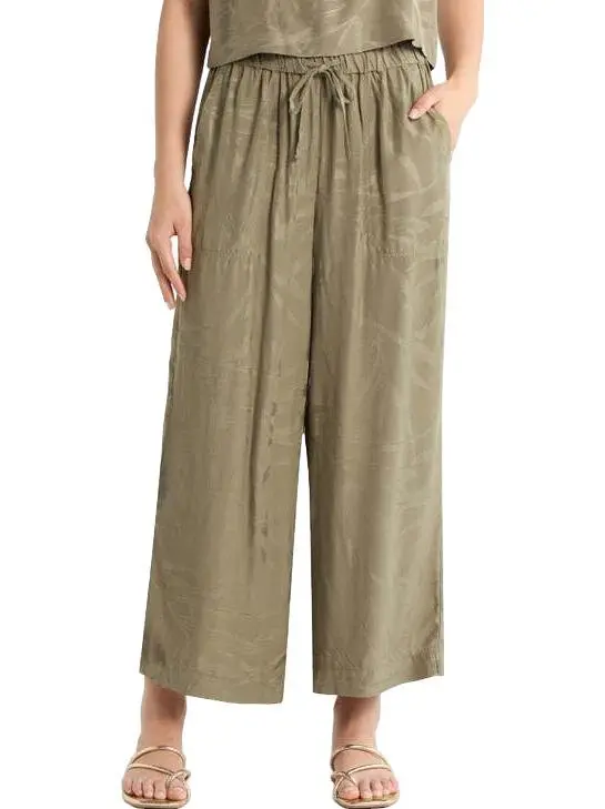 Splendid Angie Jacquard Palazzo Ankle Pants - Soft Green