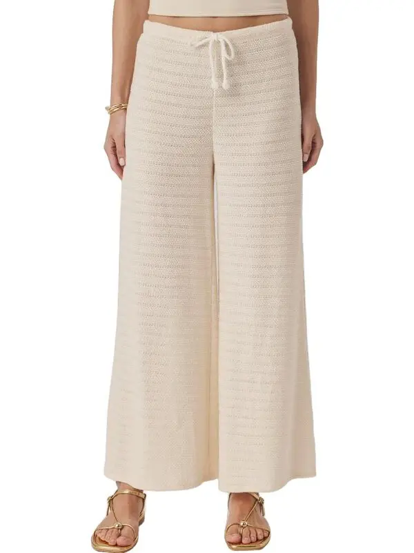 Splendid Marisol Mixed Stitch Wide Leg Pants - Shell Pink