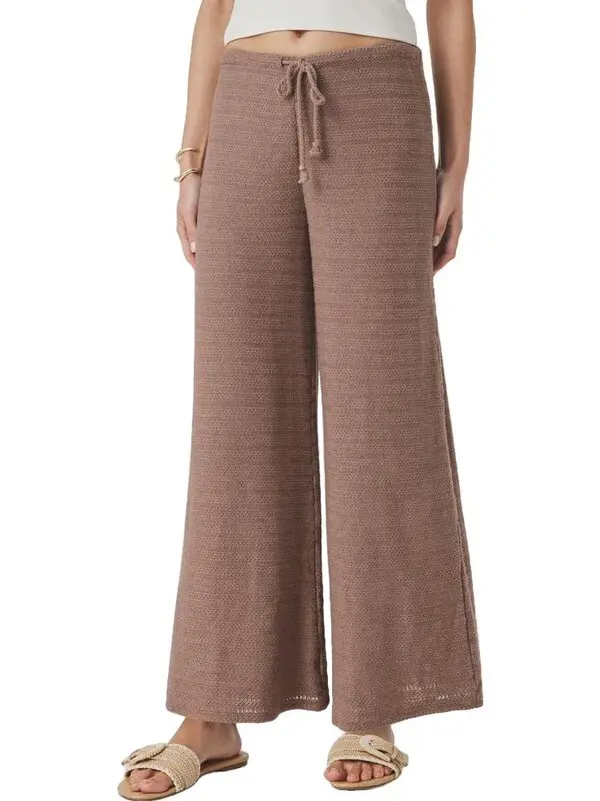 Splendid Marisol Mixed Stitch Wide Leg Pants - Wicker Beige