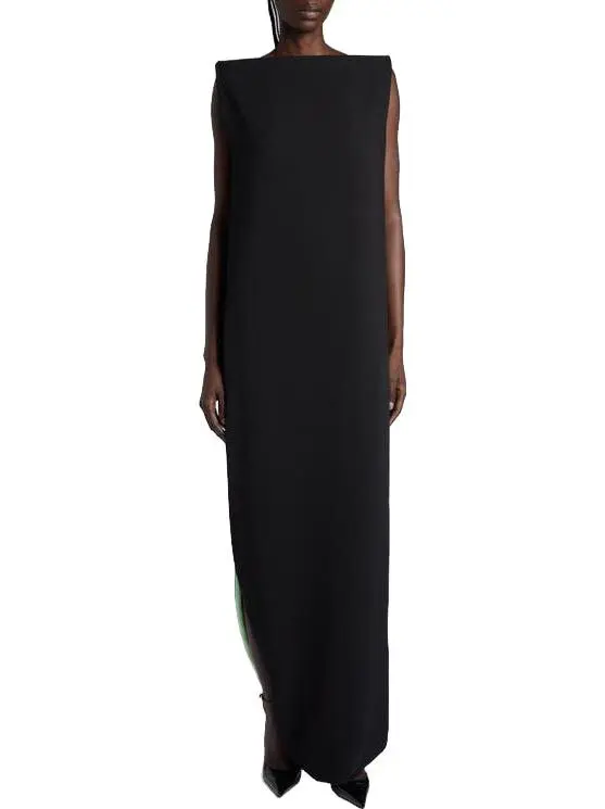 TOM FORD Infinity Geo Silk Stretch Georgette Backless Evening Gown - Black/green