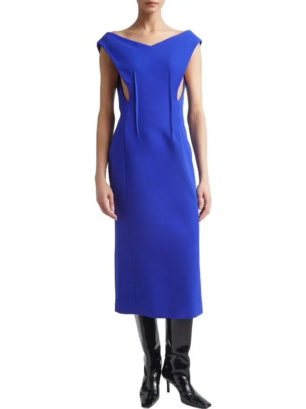 JIL SANDER Technical Double Face Crepe Midi Dress - Bluebell