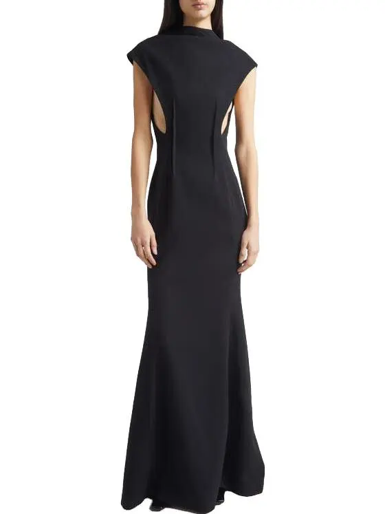 JIL SANDER Double Face Crepe Trumpet Gown - Black