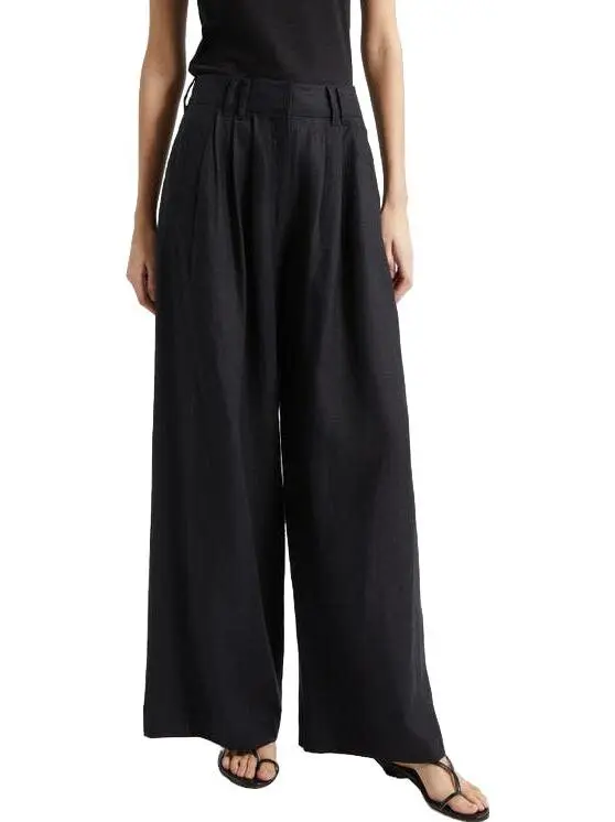 Posse Parker Wide Leg Linen Pants - Black