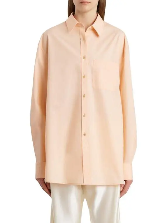 Khaite Organic Cotton Poplin Button-up Shirt - Light Peach