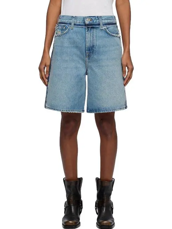 7 For All Mankind Lola Long Denim Shorts - Sapphire Dust