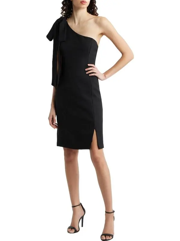 Julia Jordan Bow One-shoulder Cocktail Dress - Black
