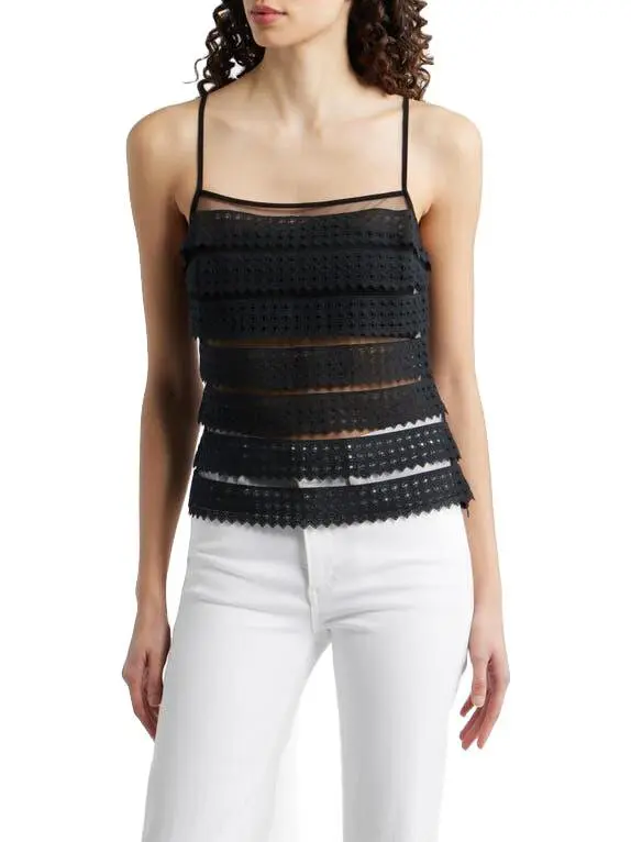 FRAME The Lattice Crochet Camisole - Black