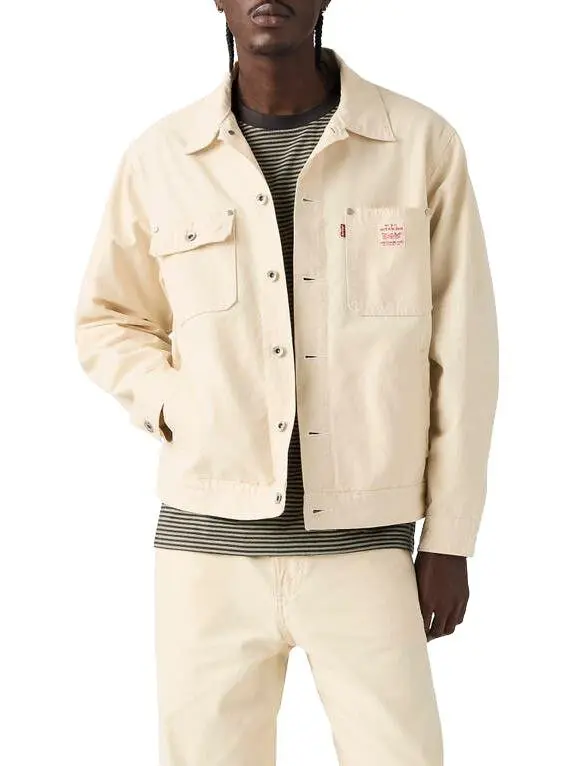 LEVI'S Cotton Canvas Trucker Jacket - Undyed Ecru Greige