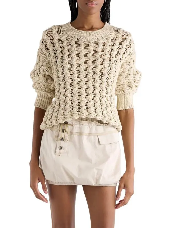 Isabel Marant Aurelys Open Stitch Cotton Sweater - Ecru