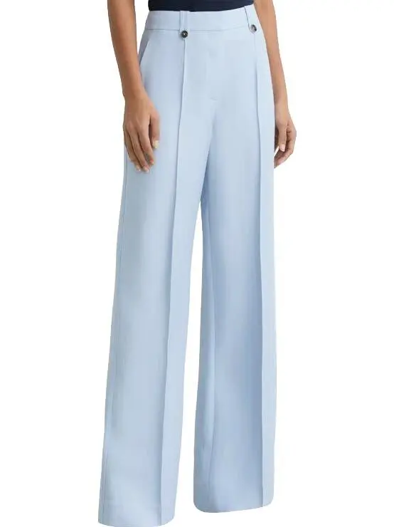 REISS Magda Pleated Flared Trousers - Blue