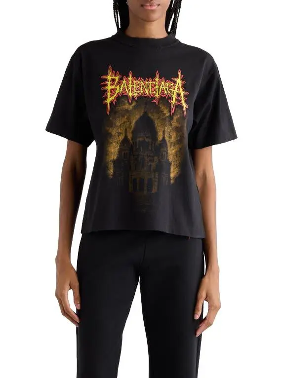 Balenciaga Fit Distressed Sacré Coeur Graphic T-shirt - 1000 Black