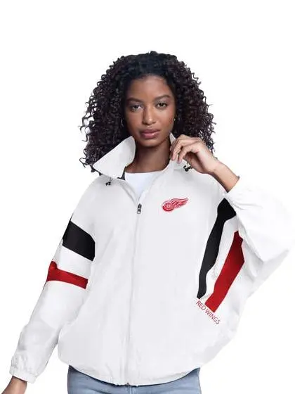 G-III SPORTS BY CARL BANKS Detroit Red Wings Oversized Full-zip Hoodie Jacket - White