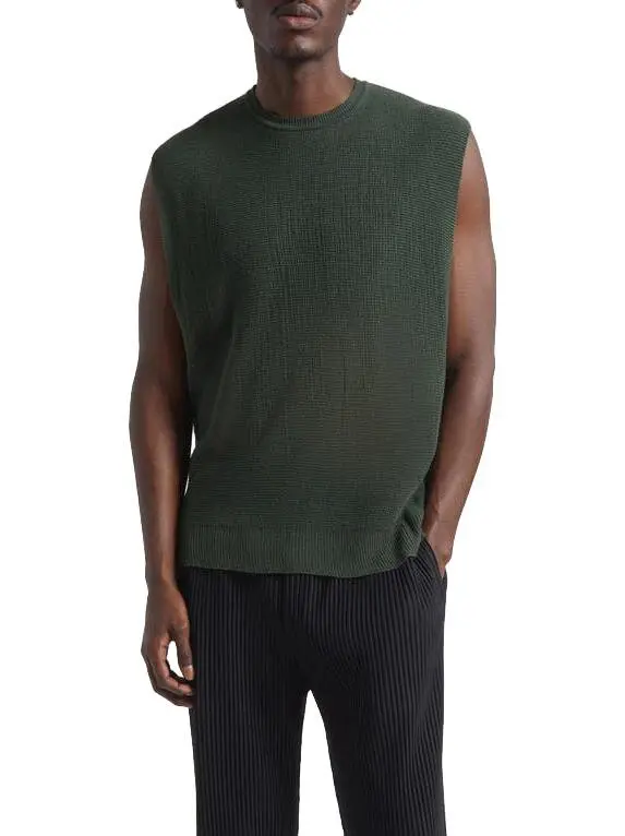 Issey Miyake Brush Close-up Crewneck Sweater Vest - Green