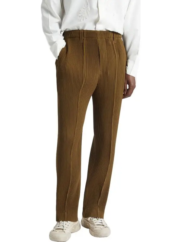 Issey Miyake Pleated Tuxedo Pants - Khaki