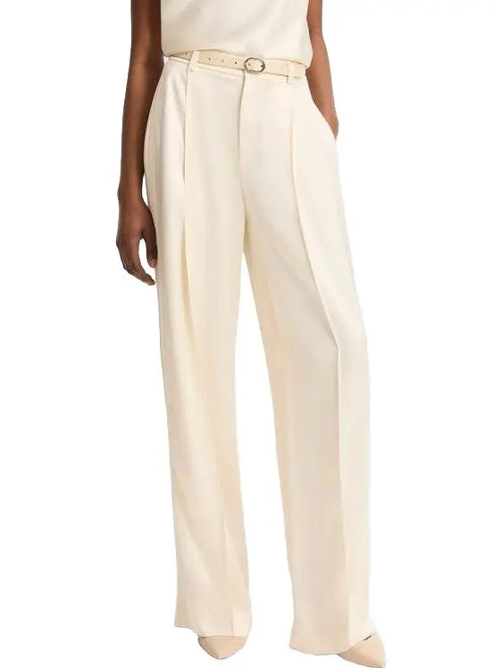 Vince Pleated High-waist Satin Pants - Flax