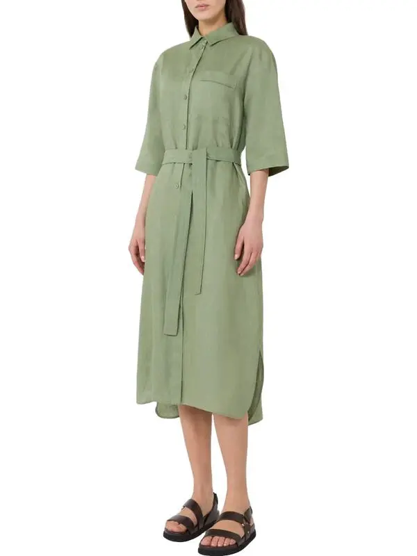 MM BY MAX MARA Tie Belt Linen Shirt Dress - Sage Green