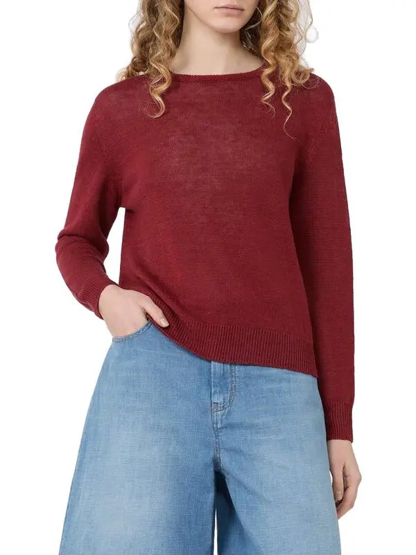 Max Mara Linen Crewneck Sweater - Cherry
