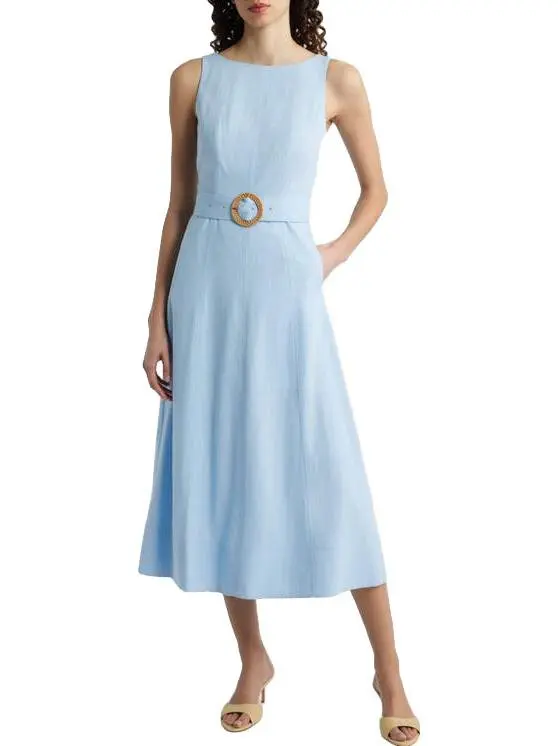 Eliza J Sleeveless Midi Dress With Removable Belt - Chambray Blue