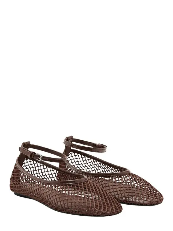 Mango Ankle Strap Ballet Flat - Chocolate