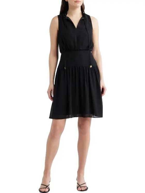 Vince Camuto Soufflé Chiffon Sleeveless Dress - Black