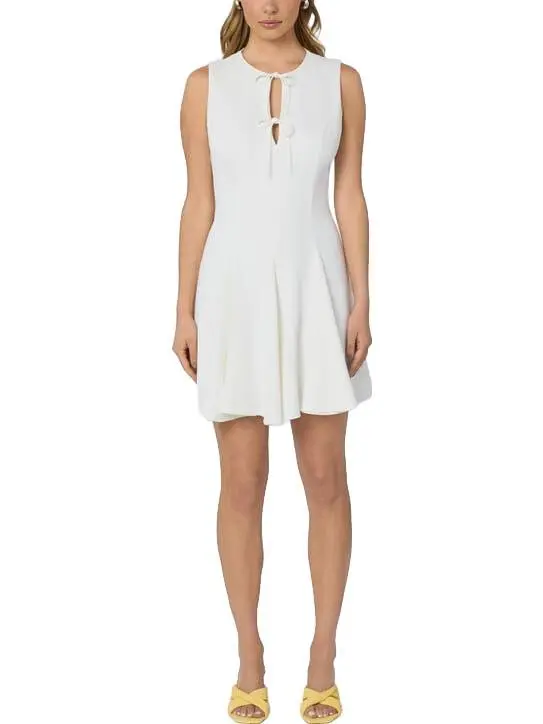 Astr The Label Tristan Tie Front Flare Dress - White