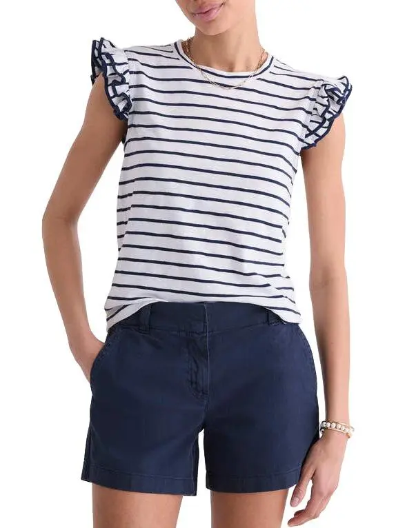 Vineyard Vines Flutter Stripe Knit Top - Stripe- White/navy