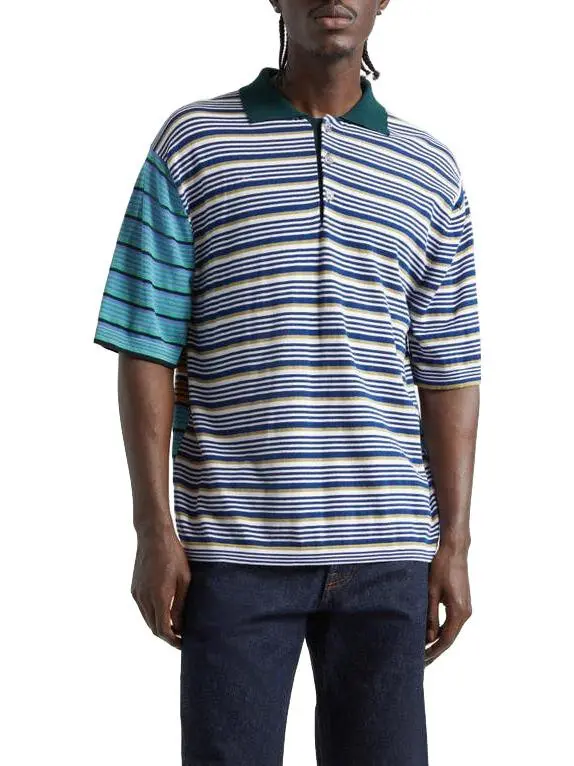 WASTE YARN PROJECT Pico Stripe One Of A Kind Polo - White Multi