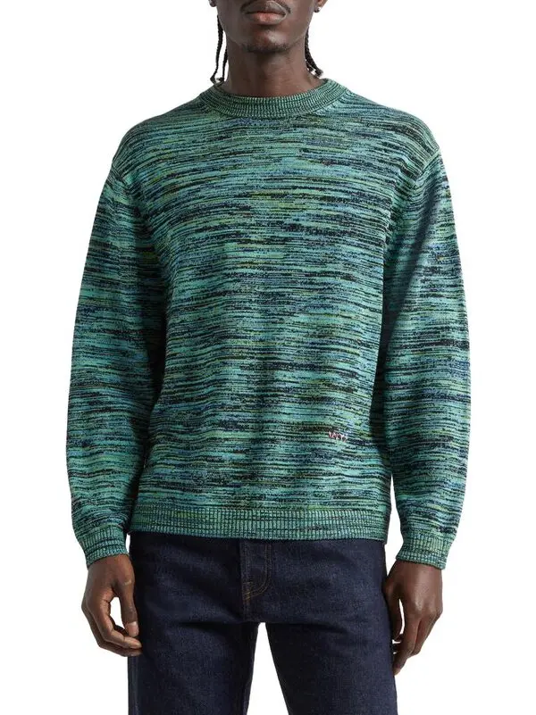 WASTE YARN PROJECT Space Dye Crewneck Sweater - Blue Green Dark