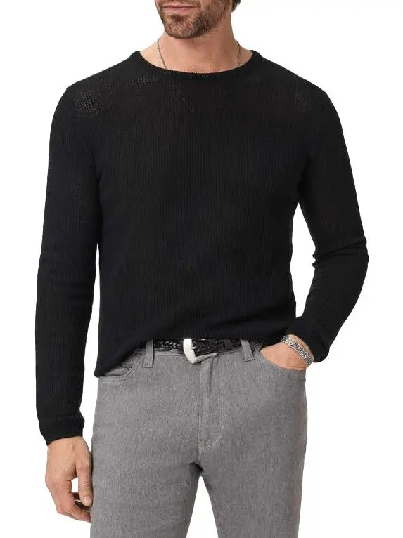 John Varvatos Montclair Mesh Stitch Organic Cotton-blend Sweater - Black