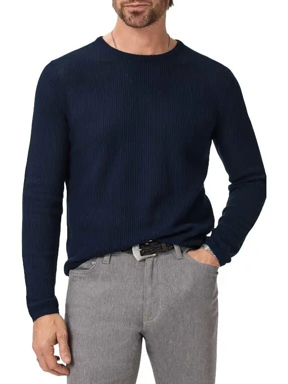 John Varvatos Montclair Mesh Stitch Organic Cotton-blend Sweater - Deep Blue