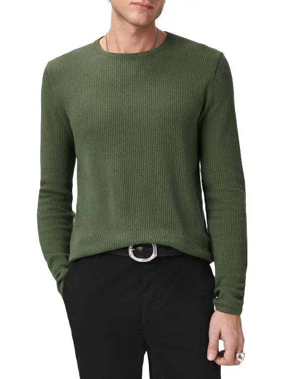 John Varvatos Montclair Mesh Stitch Organic Cotton-blend Sweater - Light Olive