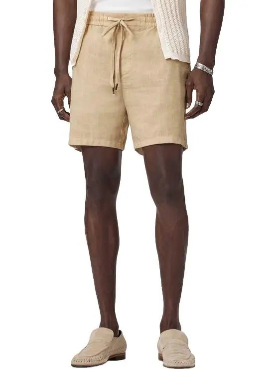 John Varvatos Daryl Linen Blend Drawstring Shorts - Faded Twine