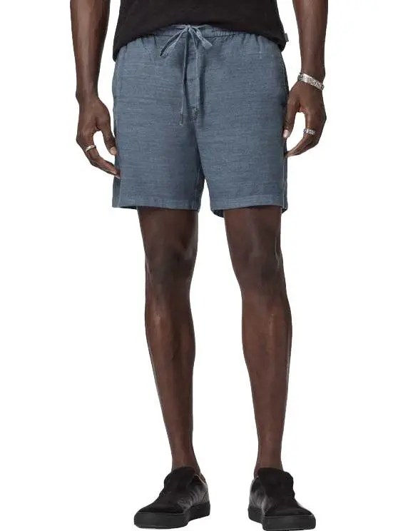 John Varvatos Daryl Linen Blend Drawstring Shorts - Oiled Blue