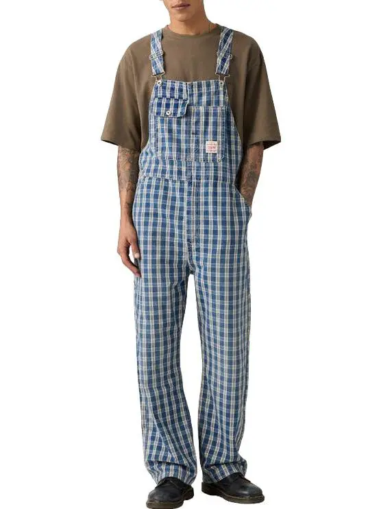 LEVI'S Loose Check Print Cotton Denim Overalls - Summer Check Overall