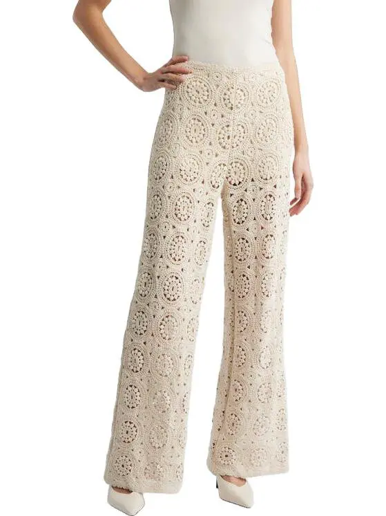 FRAME Crochet Wide-leg Pants - Cream