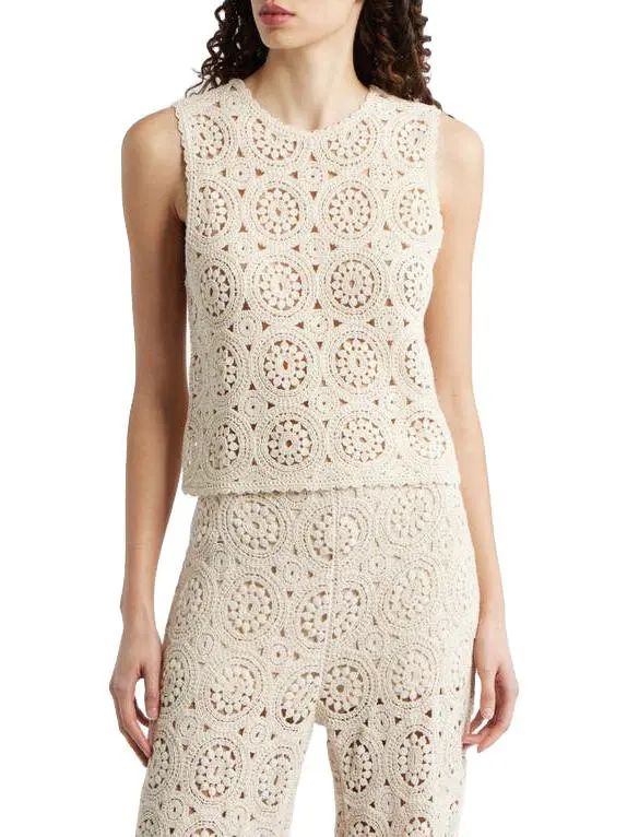 FRAME The Crochet Cotton Tank - Cream