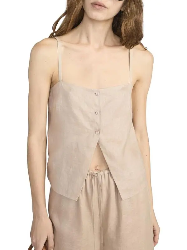 FRAME The Linen Button Camisole - Flax